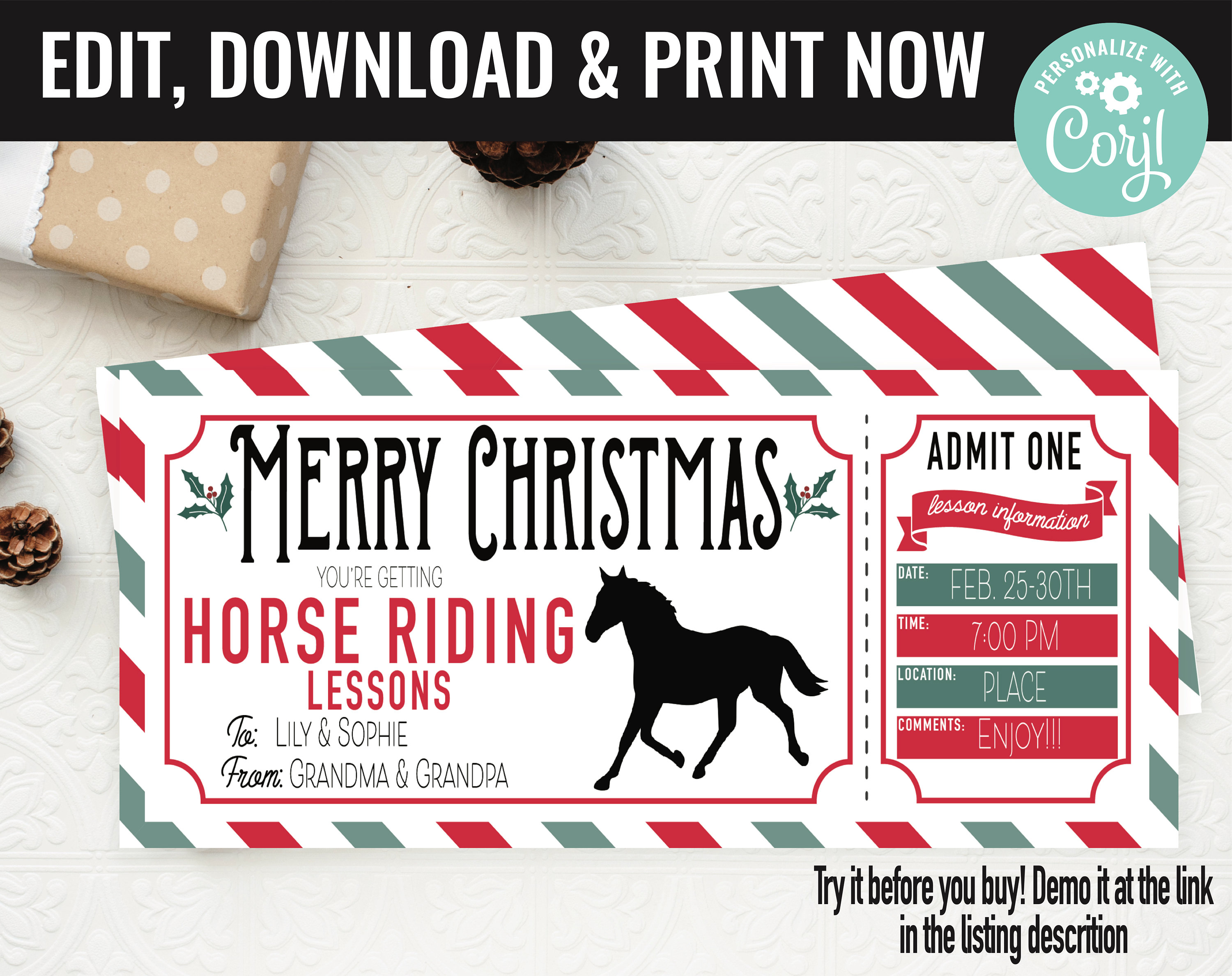Christmas Surprise Horse Riding Gift Voucher, Horseback Riding ...