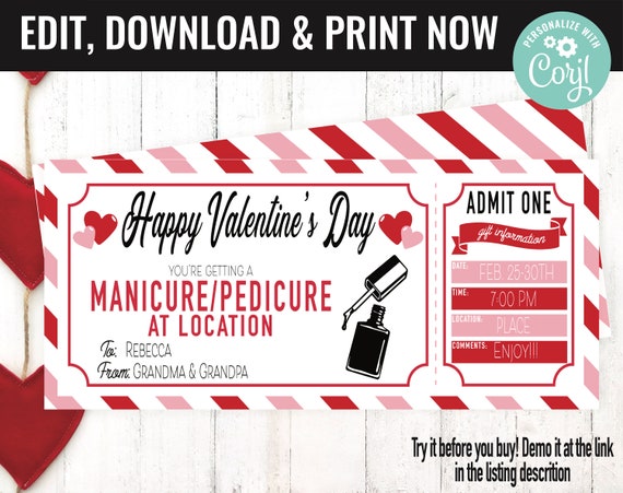 Valentine's Surprise Mani Pedi Spa Trip Gift Voucher, Spa Trip Gift ...