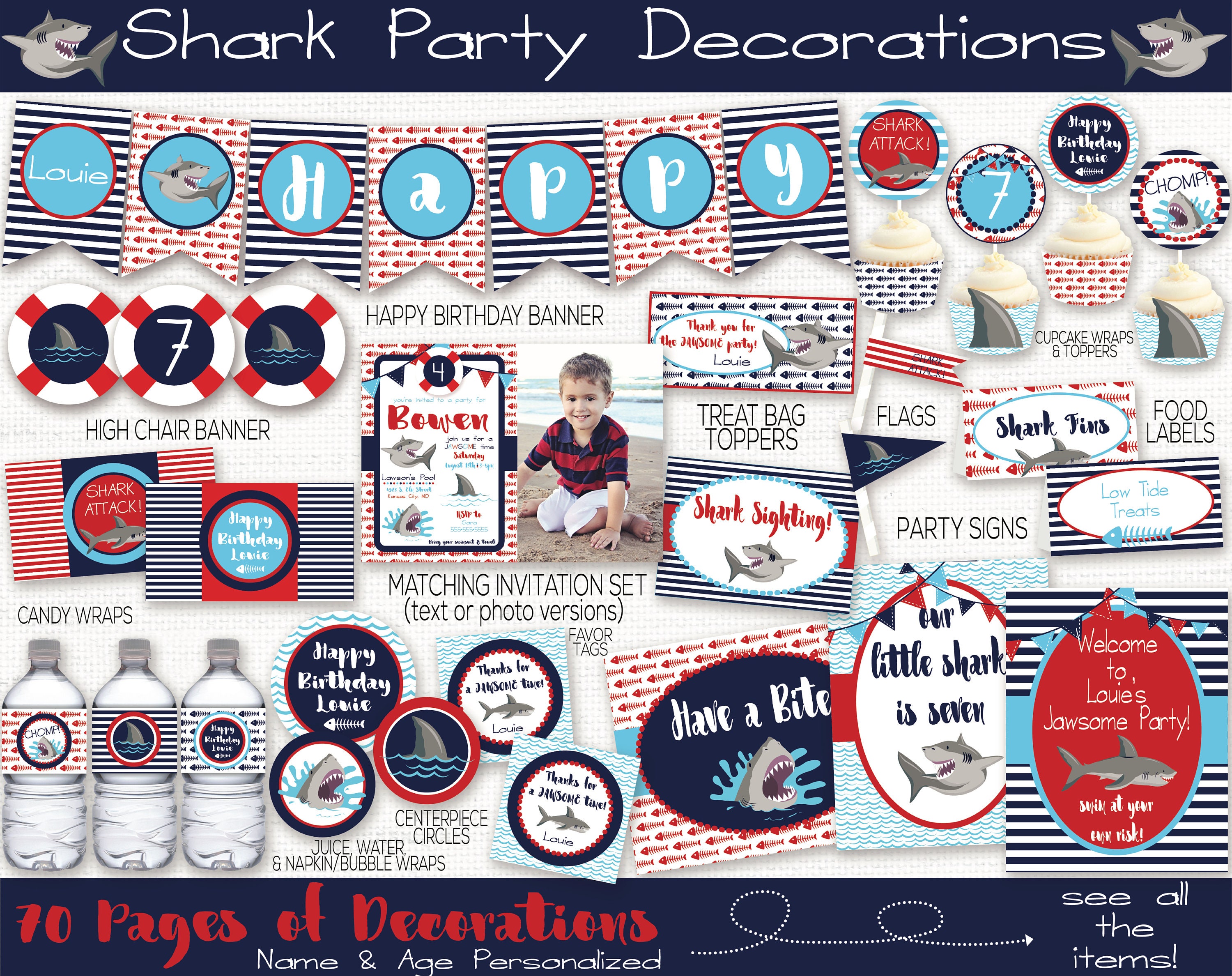 Shark Party Signs, Shark Welcome Sign, Shark Printable Sign, Shark ...