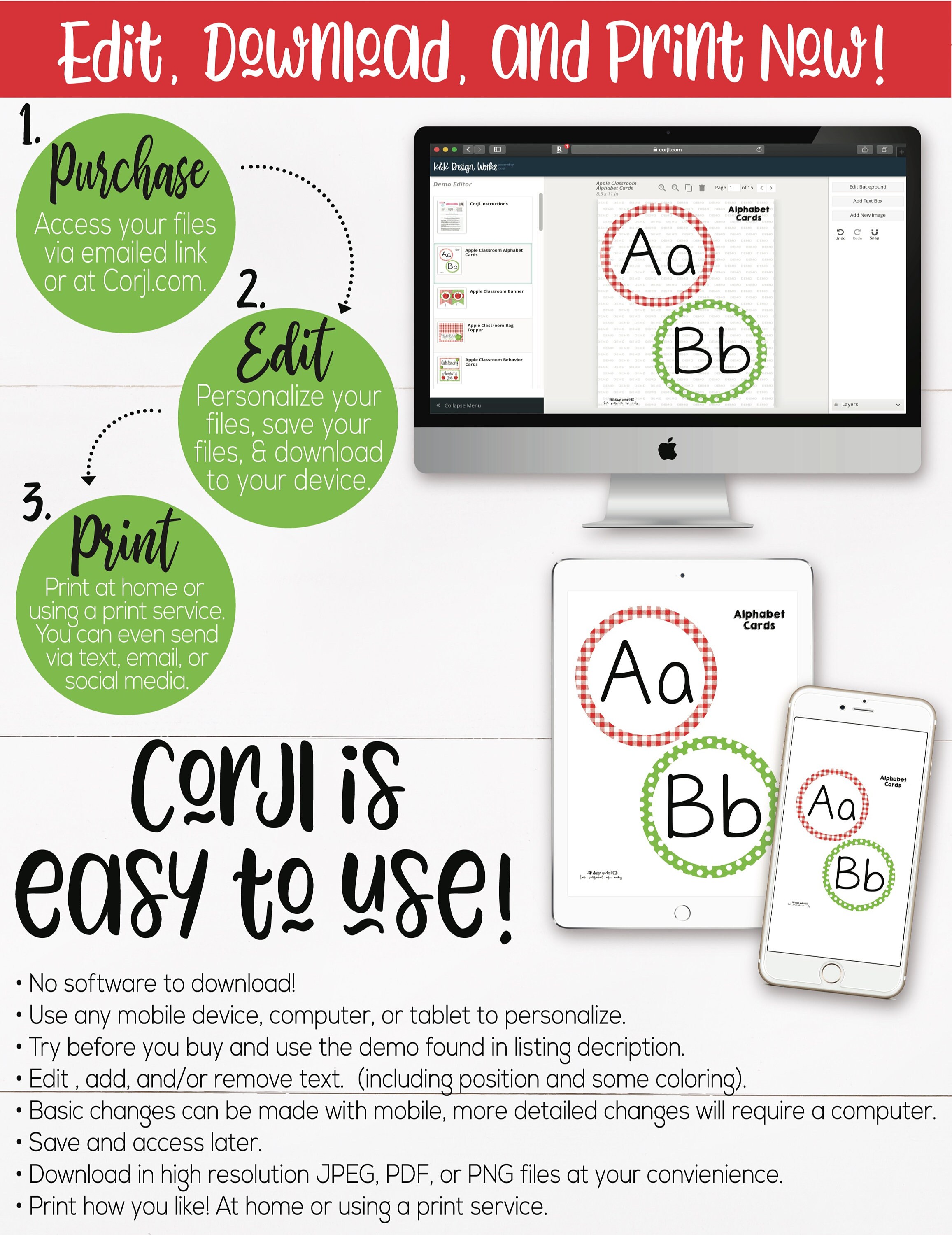 Apple Classroom Banner Printable Apple Theme Teacher Supply | Etsy