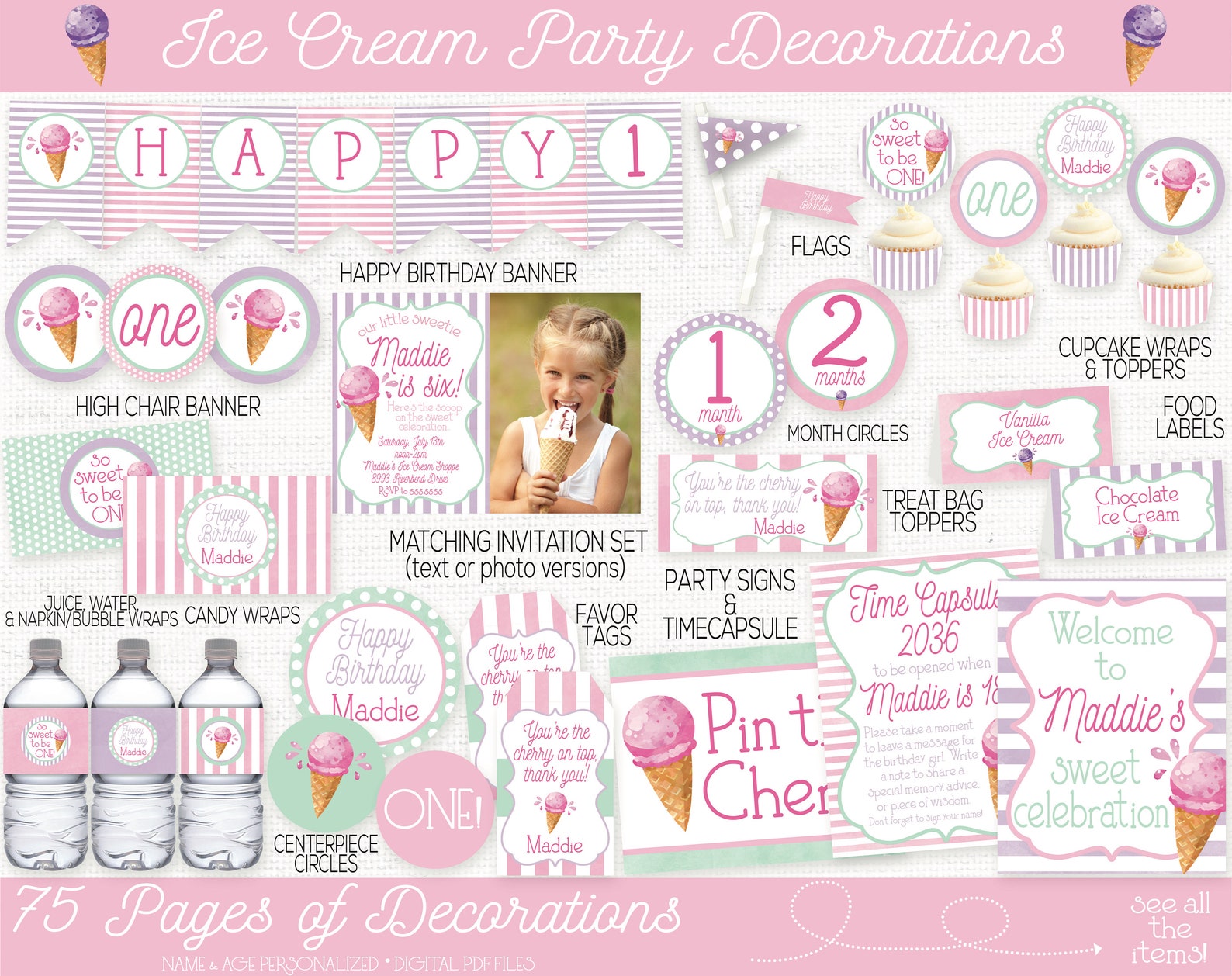 Ice Cream Food Labels, Ice Cream Place Cards, Ice Cream Buffet Cards ...