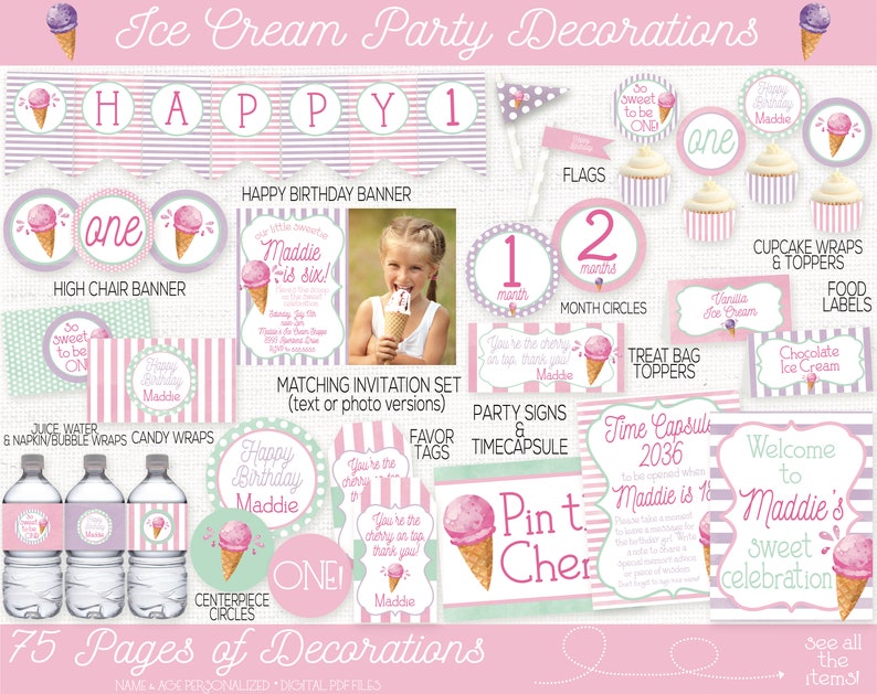Ice Cream Food Labels, Ice Cream Place Cards, Ice Cream Buffet Cards ...