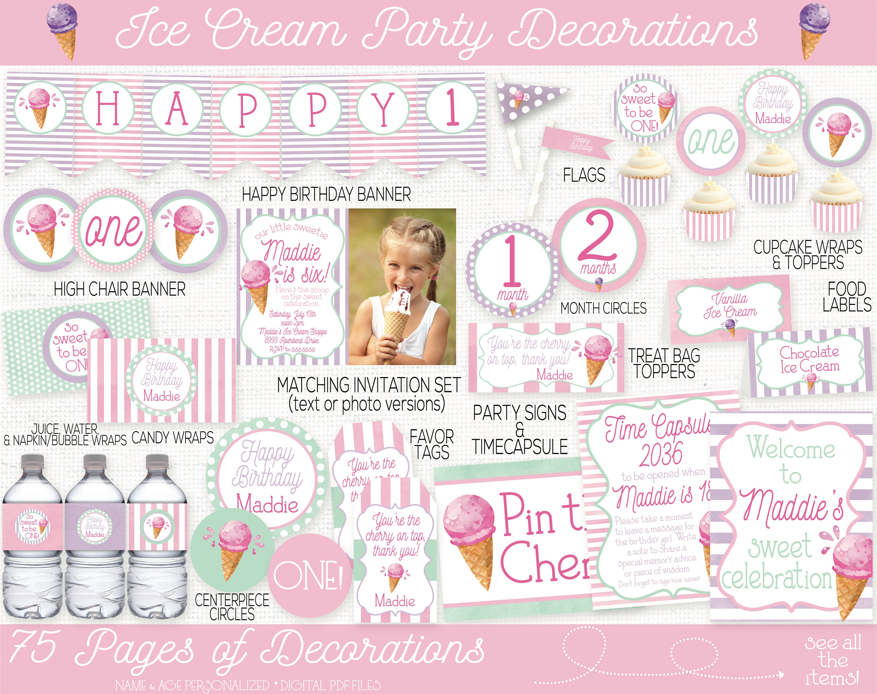 Ice Cream Food Labels, Ice Cream Place Cards, Ice Cream Buffet Cards ...