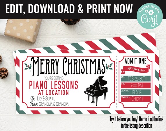 Christmas Surprise Piano Lessons Gift Voucher Piano Music Lessons 
