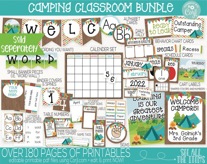 Camping Theme Classroom Editable Behavior Clip Chart | Etsy