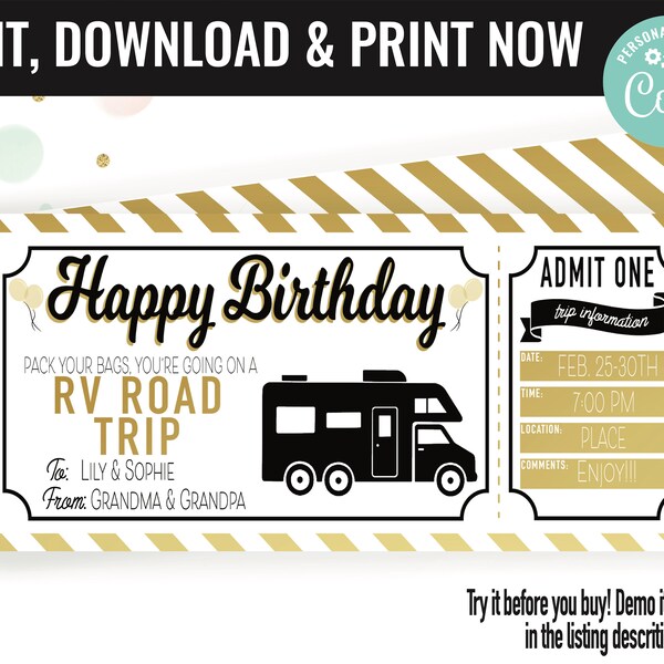 Rv Birthday Greeting Card - Etsy