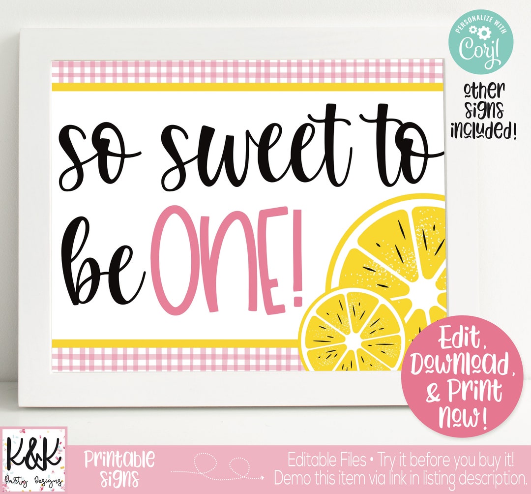 Pink Lemonade Birthday Party Decorations, Pink Lemonade Party Sign ...