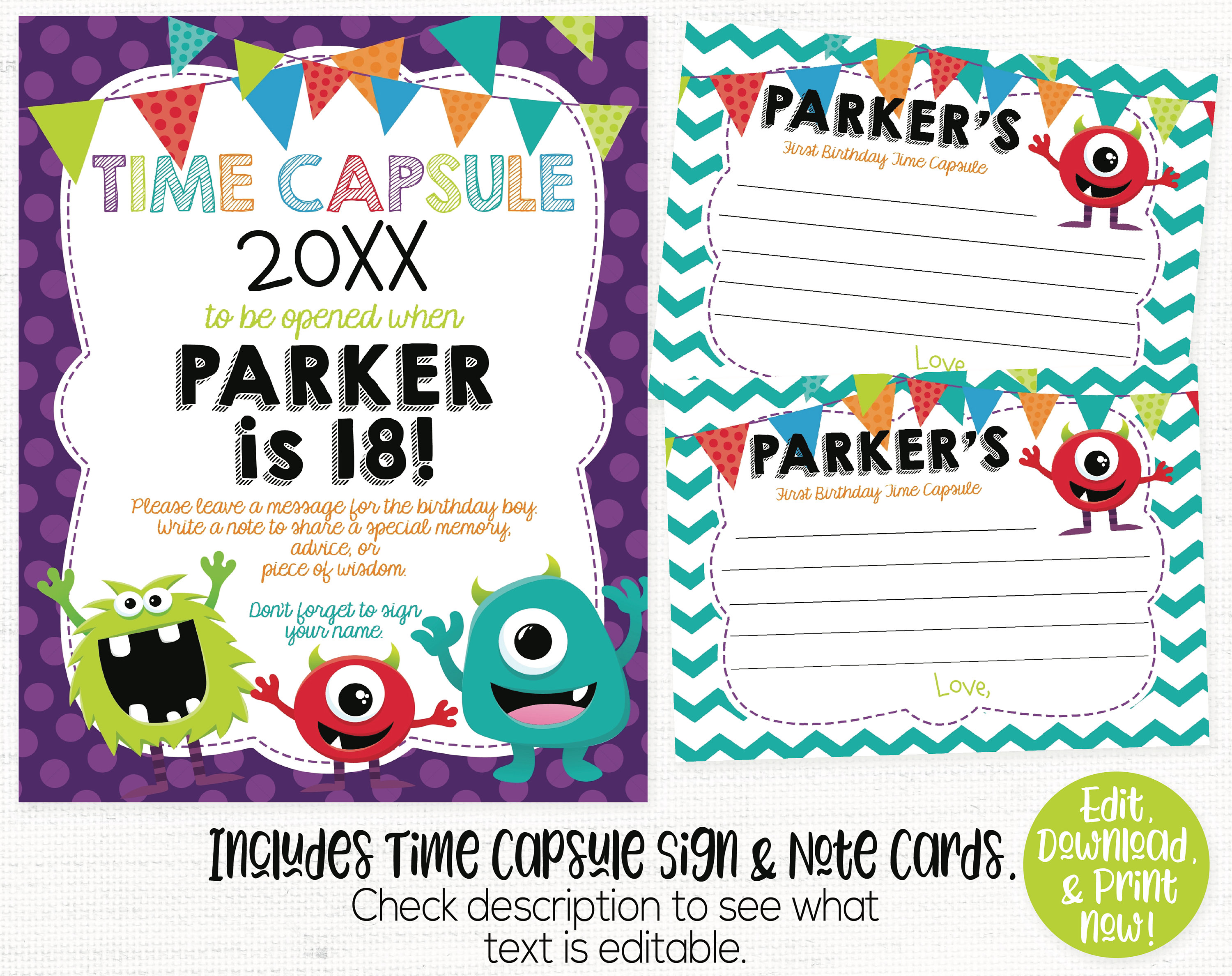 Little Monster Birthday Time Capsule Sign 1st Birthday | Etsy