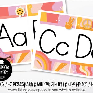 Retro Groovy Theme Classroom Alphabet Banner Printable, Teacher Supply ...