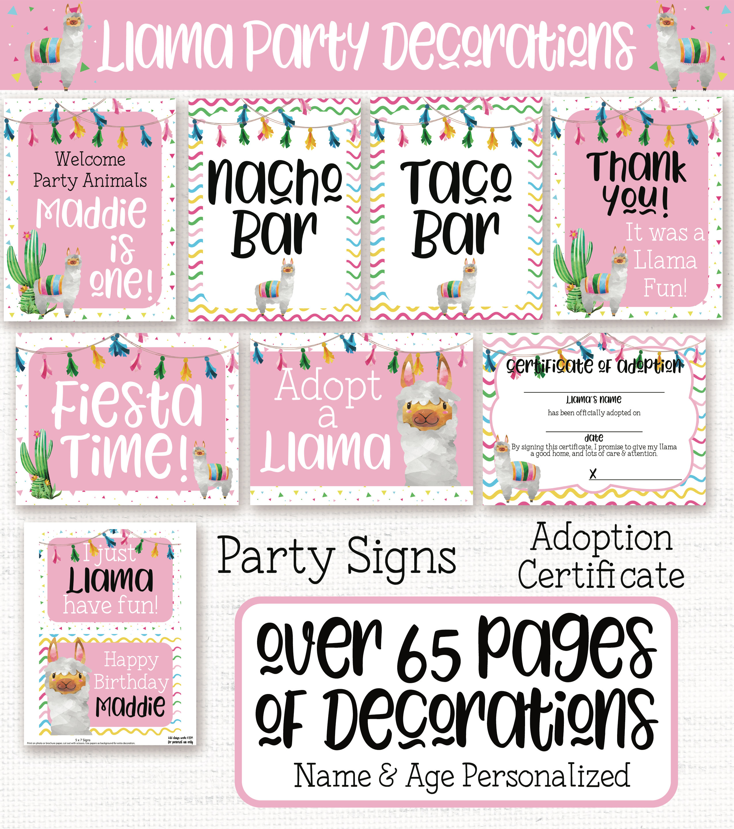 Llama Birthday Party Chalkboard Llama Party Decorations | Etsy