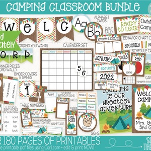 Camping Classroom Calendar Set Printable, Camping Forest Theme, Teacher ...