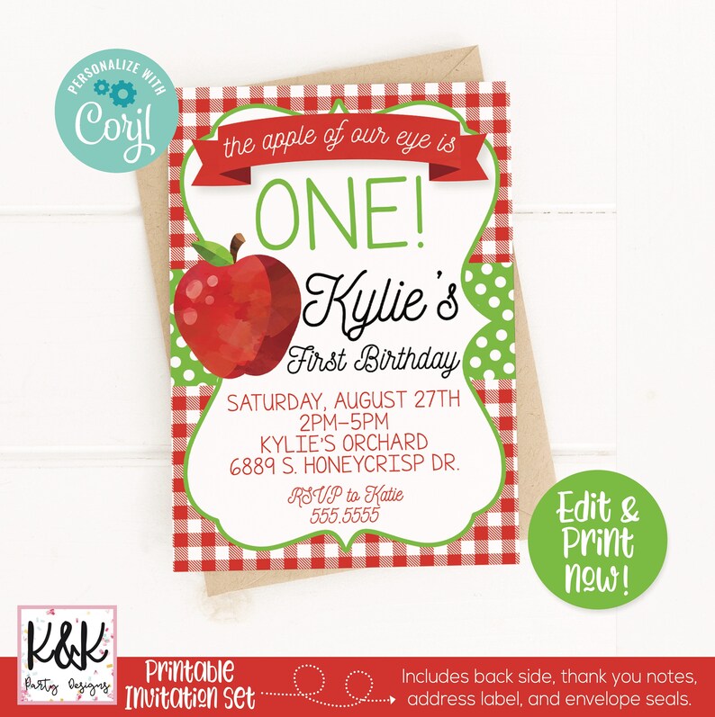 Apple Birthday Banner Apple Birthday Party Decorations Apple | Etsy