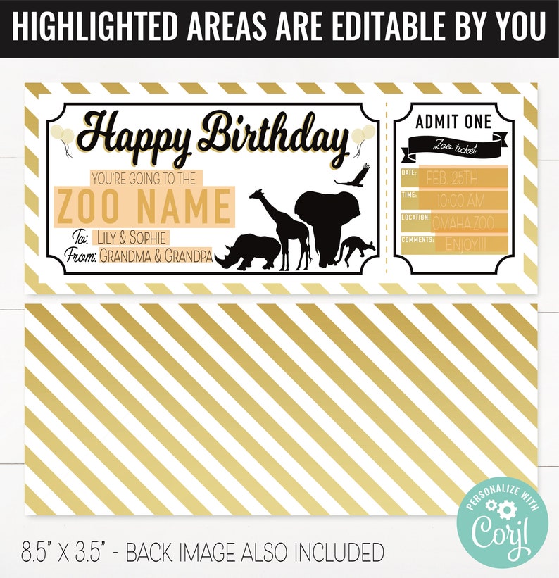Birthday Present Zoo Ticket Surprise Gift Voucher Zoo - Etsy