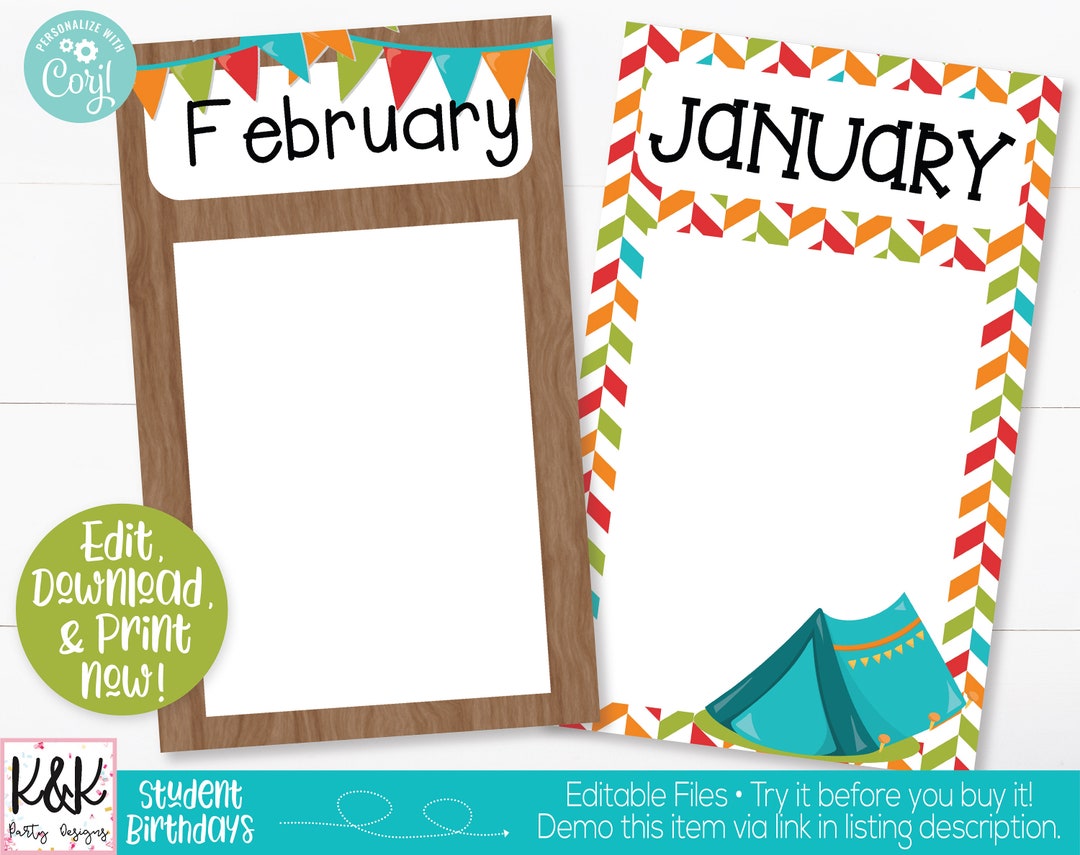 Camping Classroom Birthday Display Printable, Camping Forest Theme ...