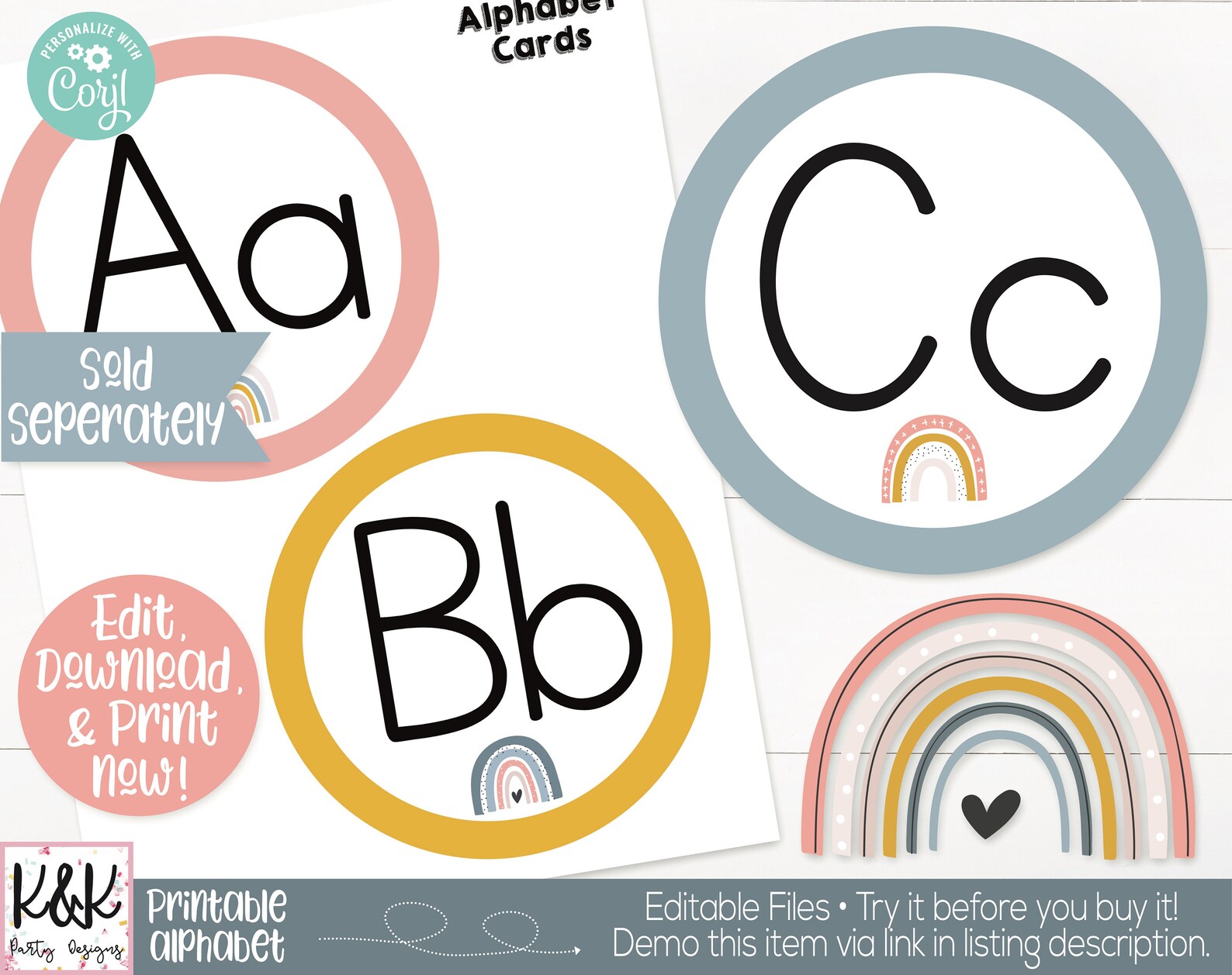 Boho Rainbow Classroom Theme Supplies and Decorations Printable, Boho ...