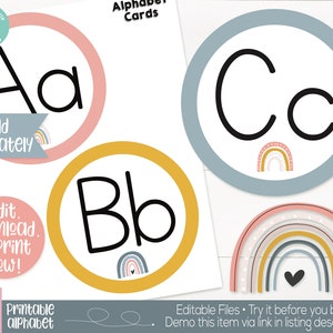 Boho Rainbow Classroom Theme Supplies and Decorations Printable, Boho ...