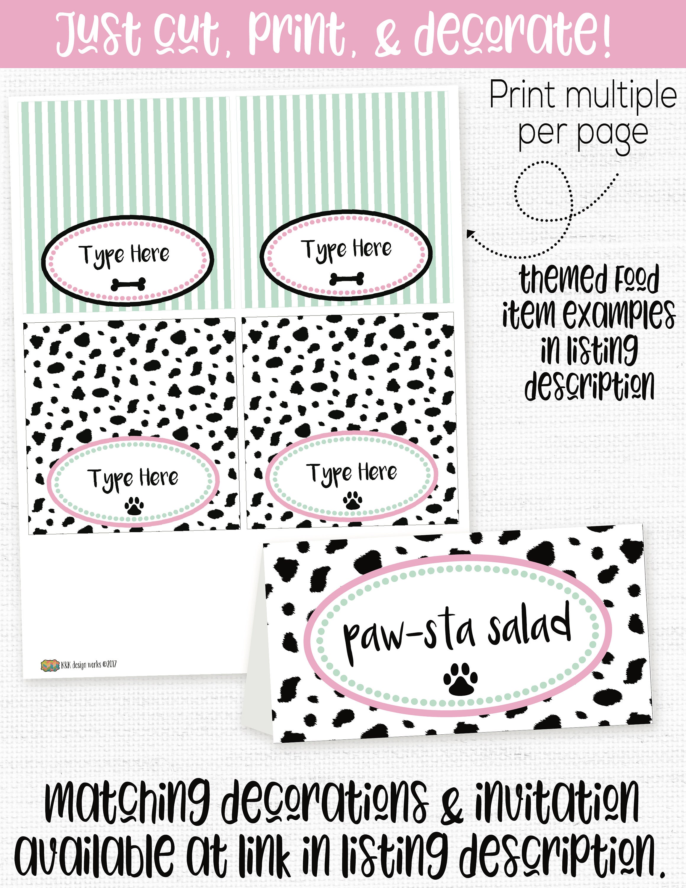 Puppy Dog Food Labels Puppy Dog Place Cards Puppy Dog Buffet | Etsy