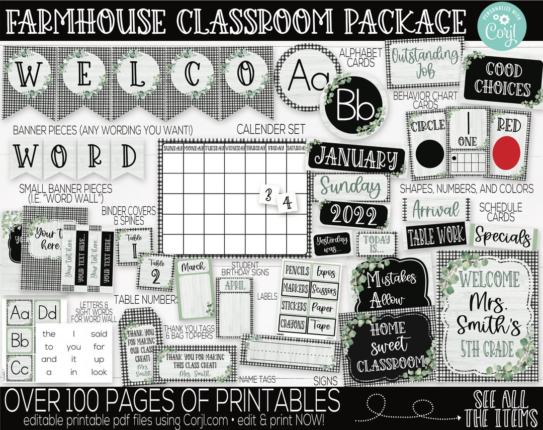 Farmhouse Classroom Theme Supplies and Decorations, Teacher Supply ...