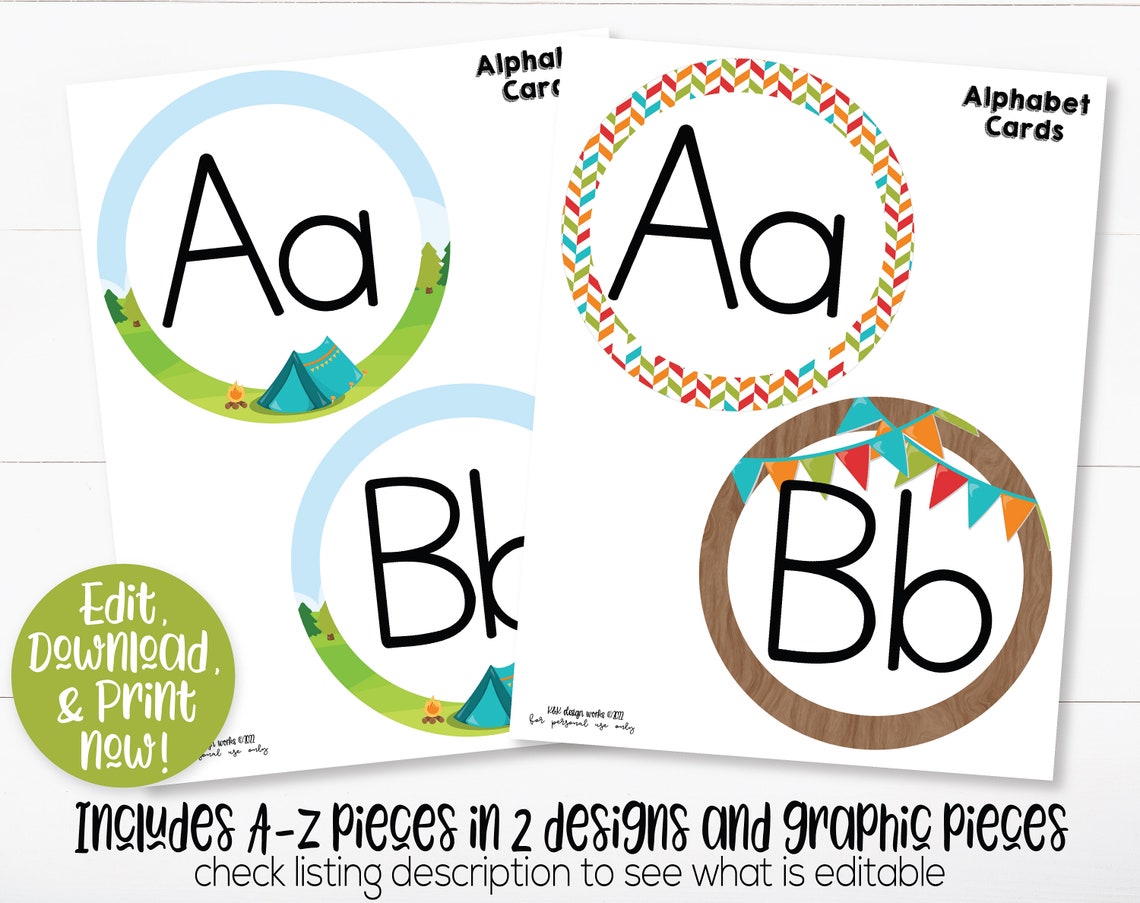 Camping Forest Theme Classroom Alphabet Banner Printable - Etsy