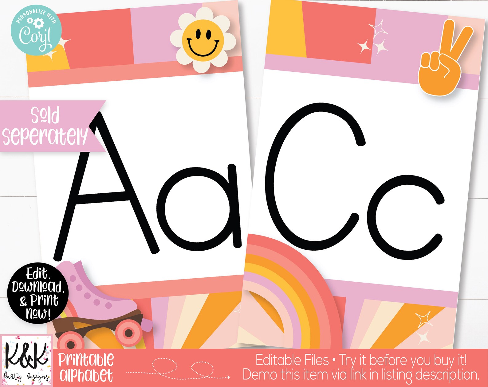 Retro Groovy Classroom Calendar Set Printable, Retro Theme, Teacher ...