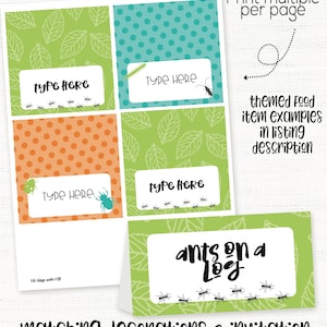 Bug Food Labels, Insect Food Labels, Bug Birthday Party Decorations ...