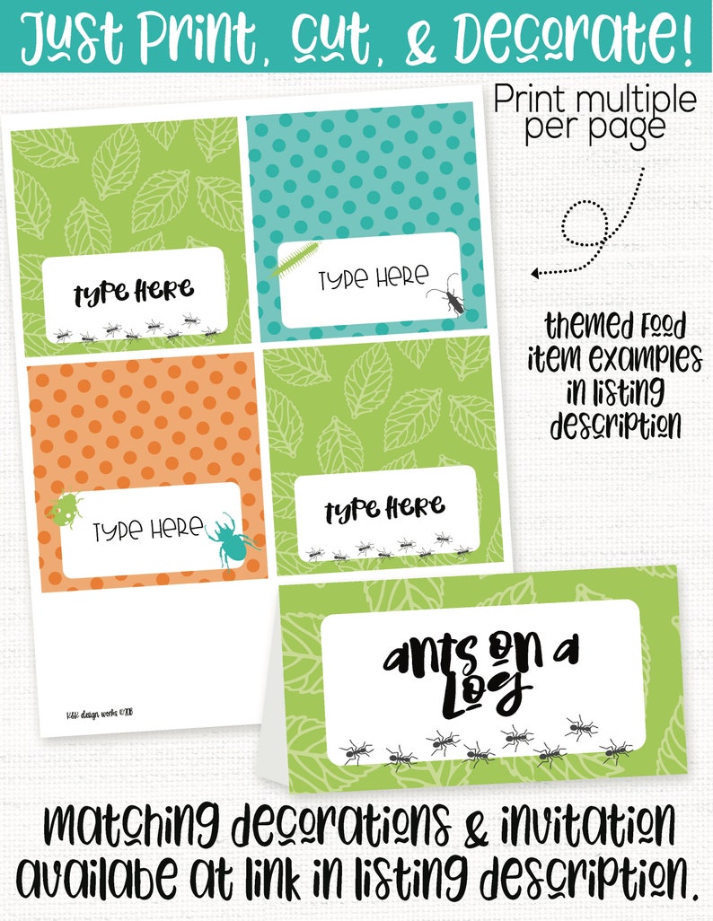 Bug Food Labels Insect Food Labels Bug Birthday Party - Etsy