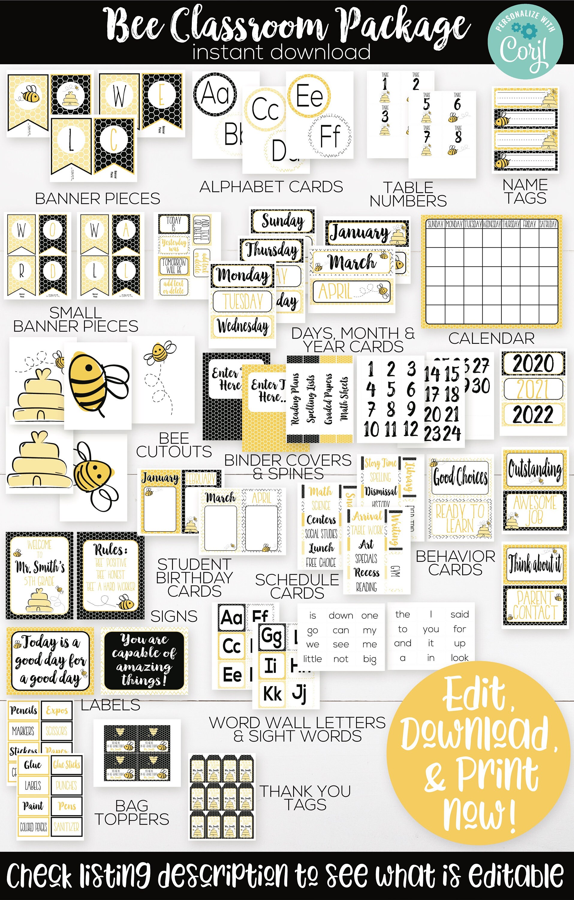 Bee Theme Classroom Editable Behavior Clip Chart Printable - Etsy Canada