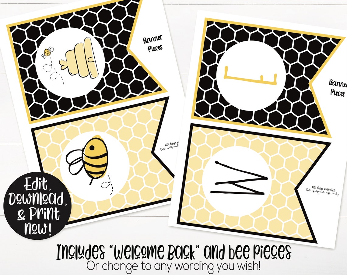 Bee Classroom Banner Printable, Bee Theme, Teacher Supply, Printable ...