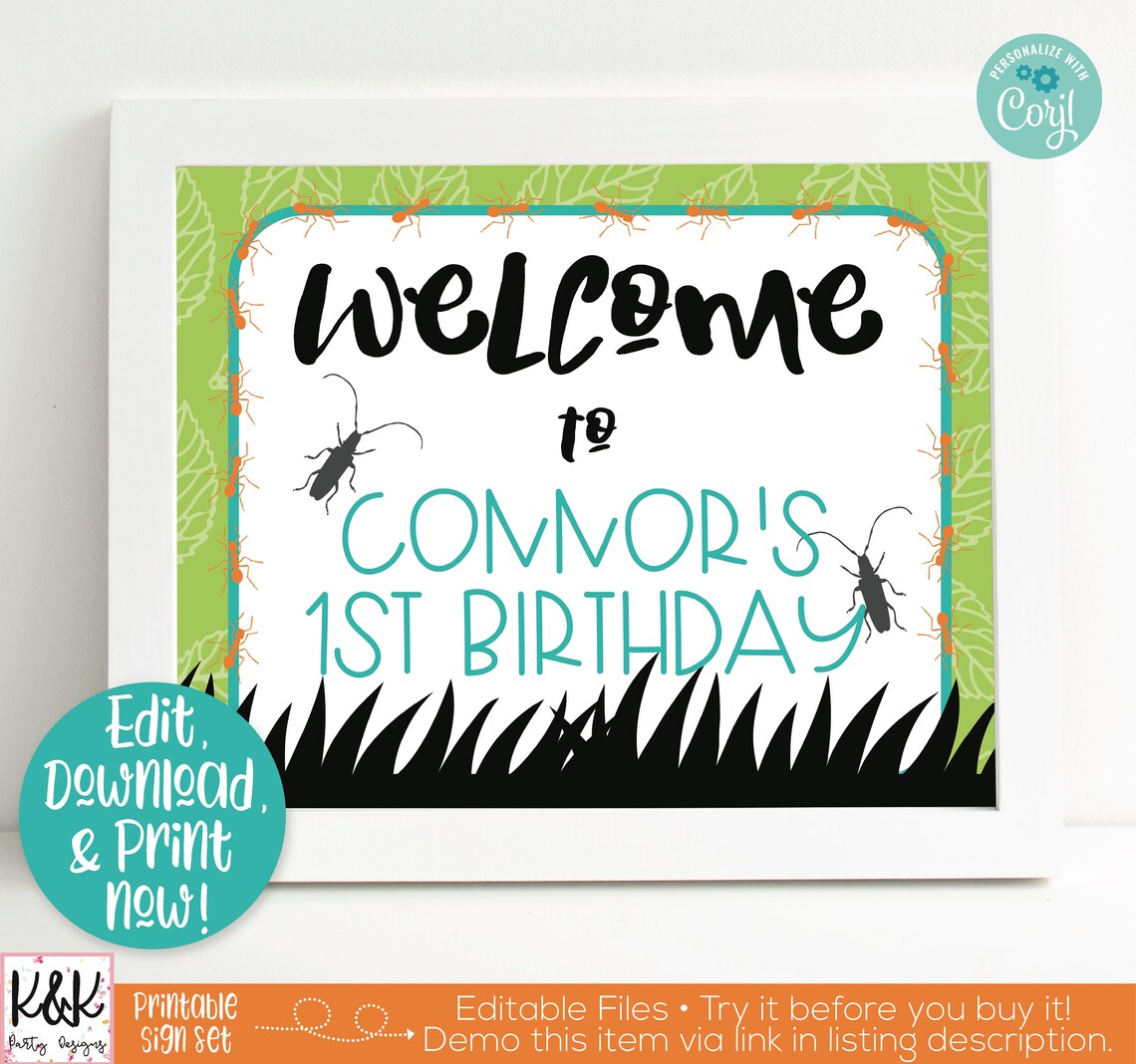 Bug Party Signs Insect Party Signs Bug Welcome Sign Bug - Etsy
