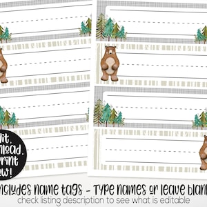 Woodland Classroom Desk Name Tag Printable, Woodland Forest Theme ...