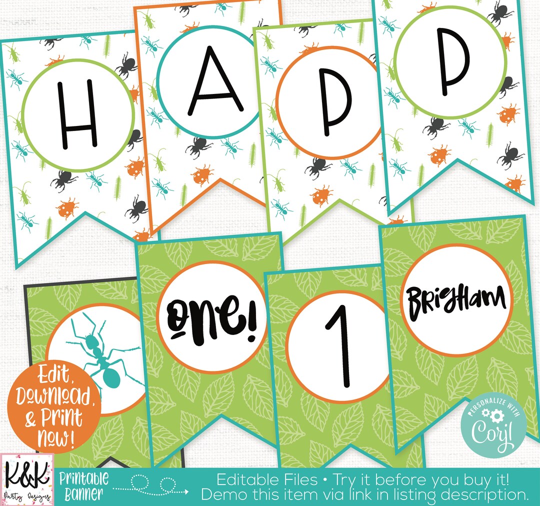 Bug Birthday Party Banner, Insect Birthday Party Banner, Bug Birthday ...