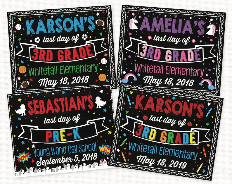 Last Day of School Sign Printable, End of School Chalkboard, Last Day ...