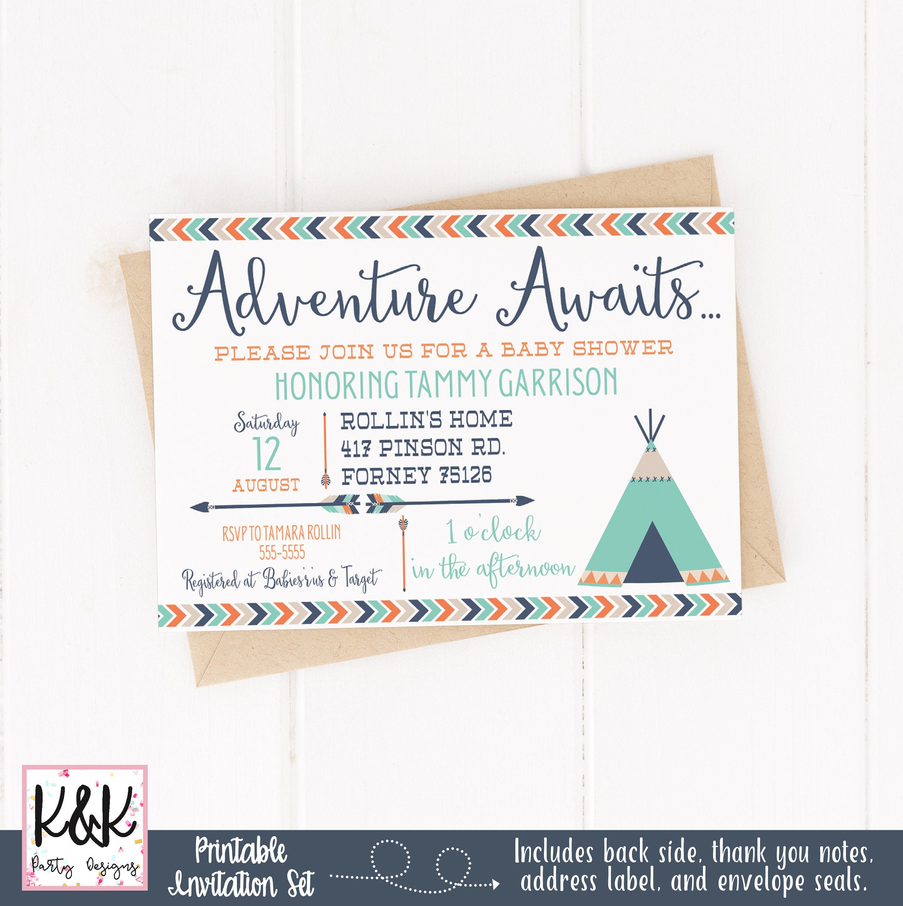 Tribal Aztec Baby Shower Invitation, Tribal Aztec Baby Shower ...
