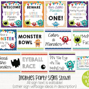 Little Monster Party Signs, Little Monster Welcome Sign, Little Monster ...