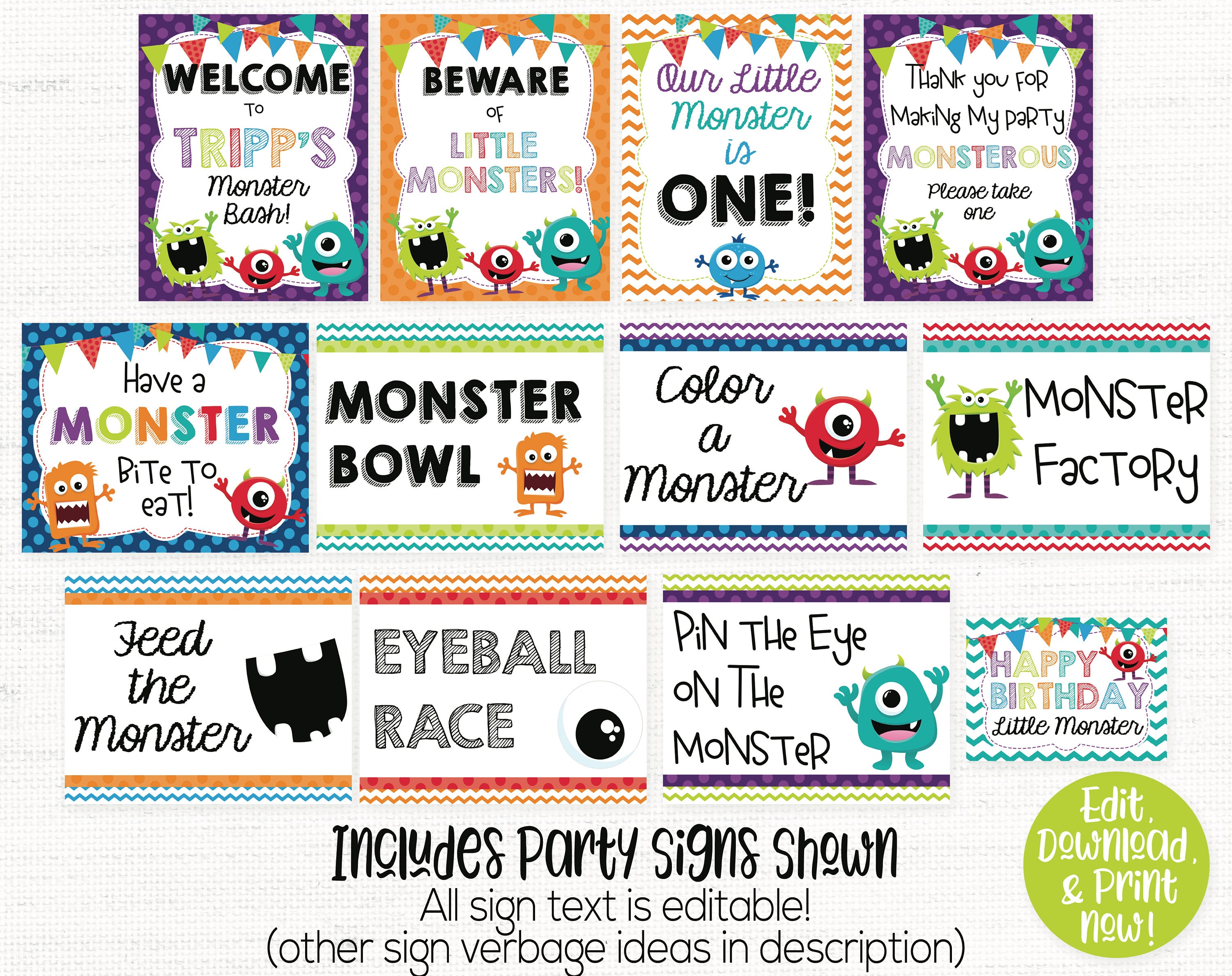 Little Monster Party Signs Little Monster Welcome Sign | Etsy