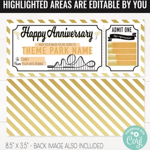 Anniversary Surprise Theme Park Ticket Gift Voucher, Amusement Park ...