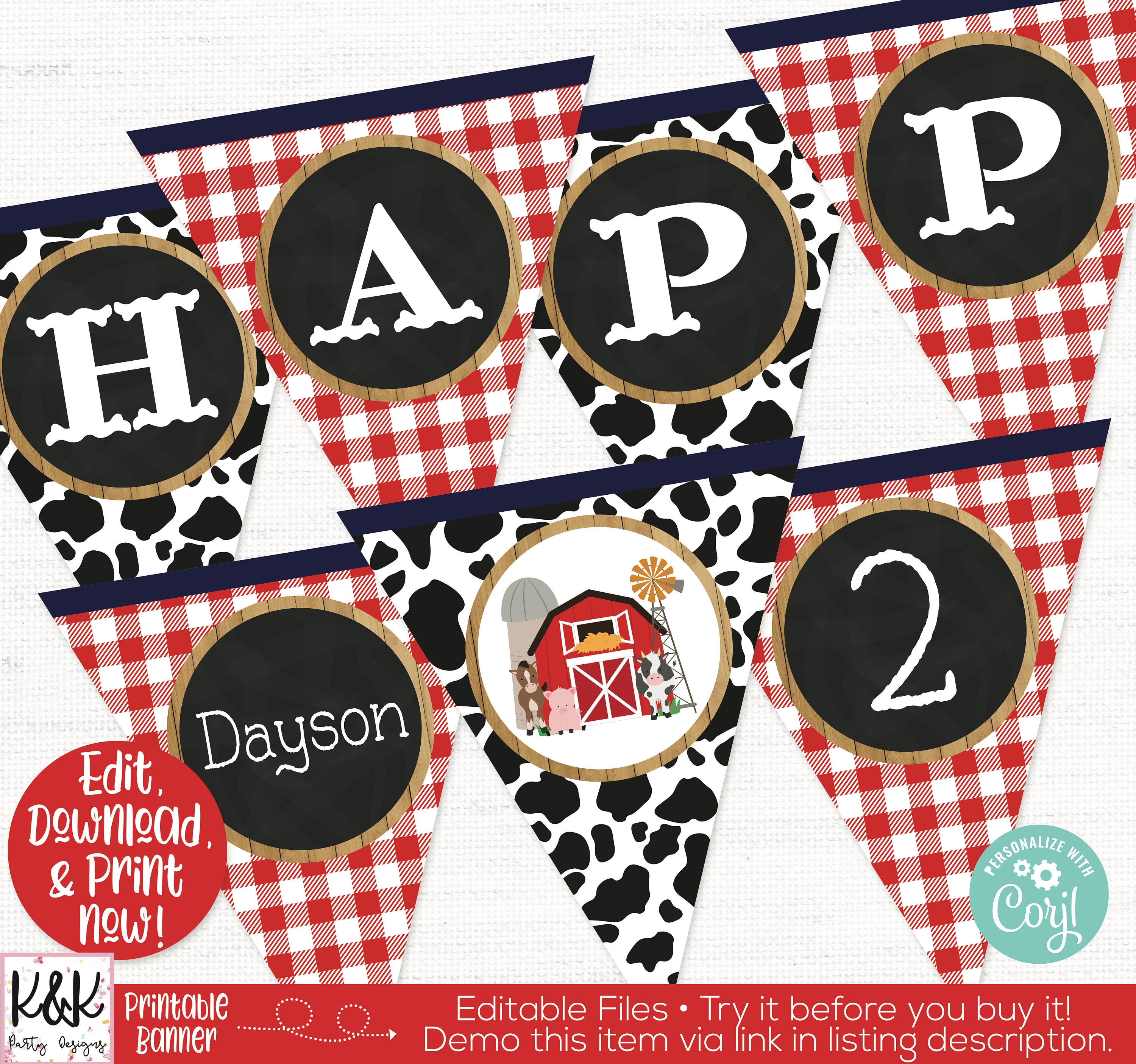 Farm Birthday Banner Farm Birthday Party Decorations | Etsy