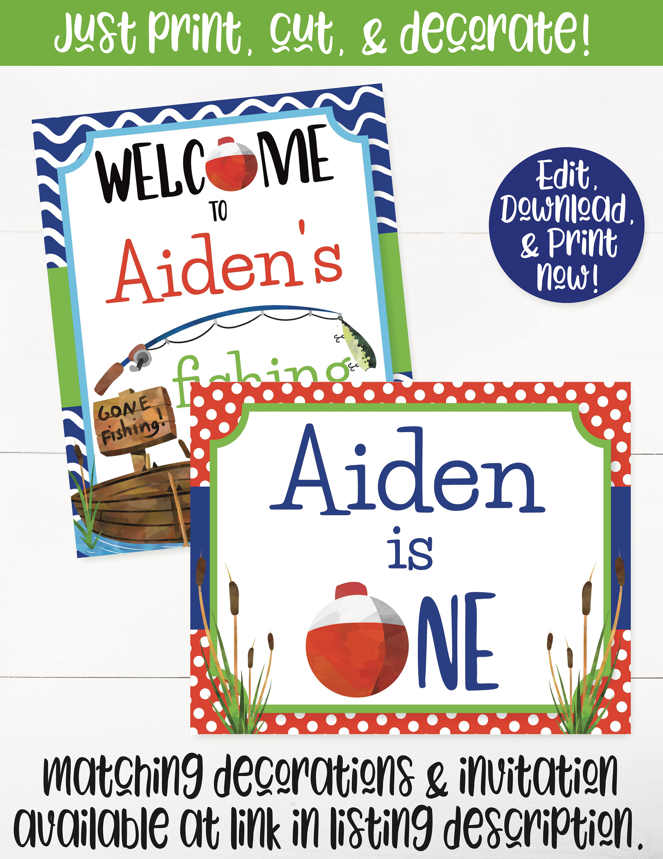 Fish Party Signs Fish Welcome Signs Ofishally One | Etsy