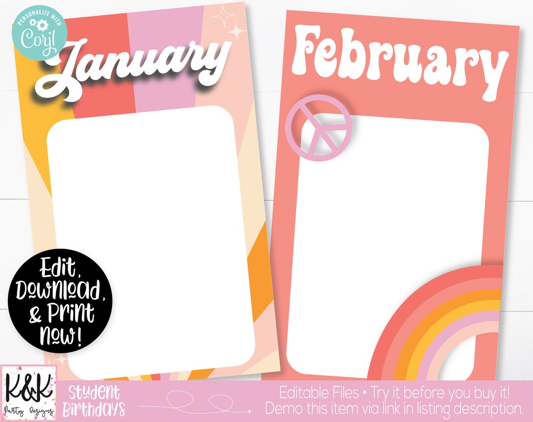 Retro Groovy Classroom Birthday Display Printable, Retro Groovy Theme ...