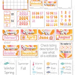 Retro Groovy Classroom Calendar Set Printable, Retro Theme, Teacher ...