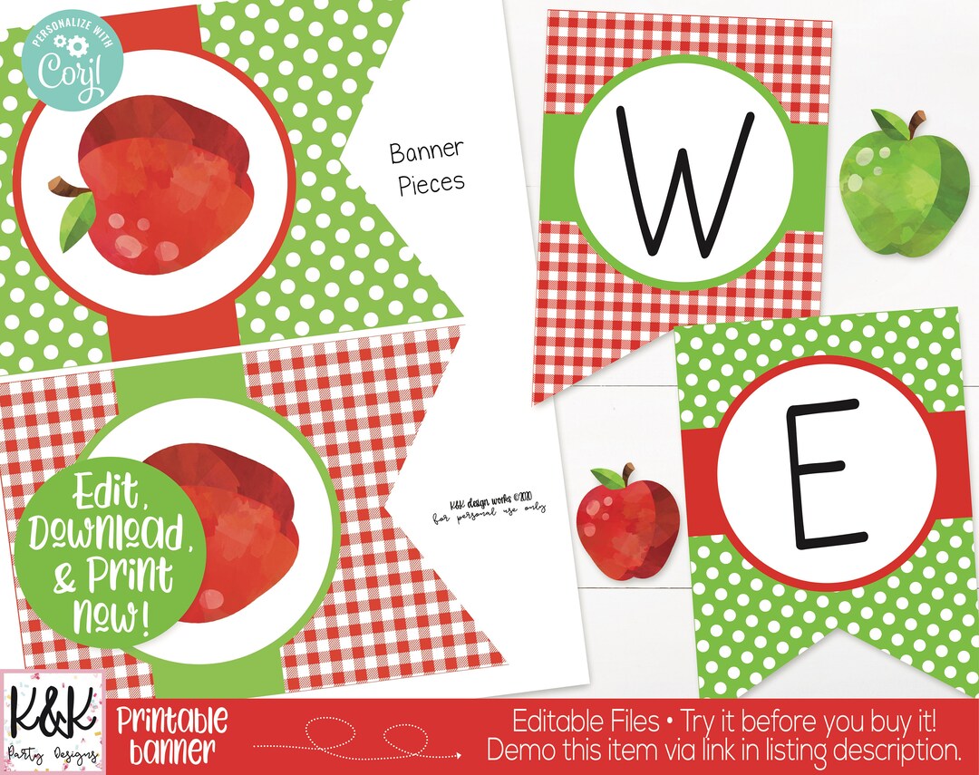 Apple Classroom Banner Printable, Apple Theme, Teacher Supply ...