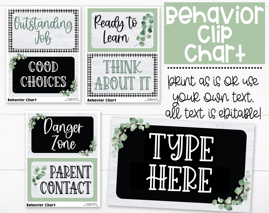 Modern Farmhouse Theme Classroom Editable Behavior Clip Chart - Etsy