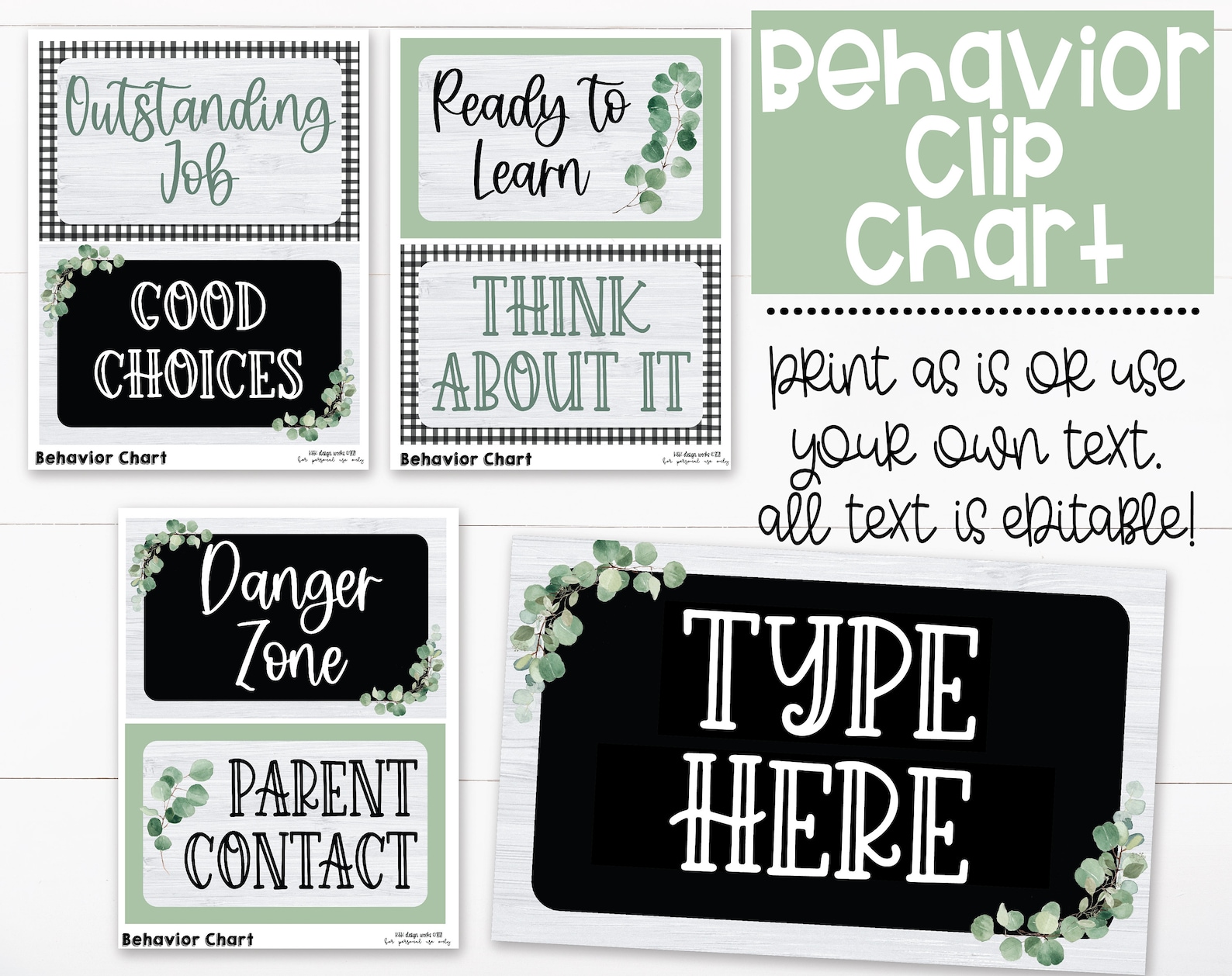 Modern Farmhouse Theme Classroom Editable Behavior Clip Chart - Etsy