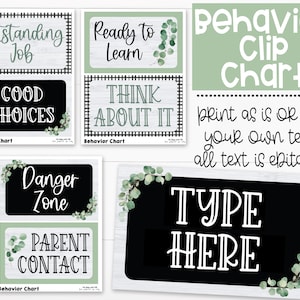 Modern Farmhouse Theme Classroom Editable Behavior Clip Chart Printable ...