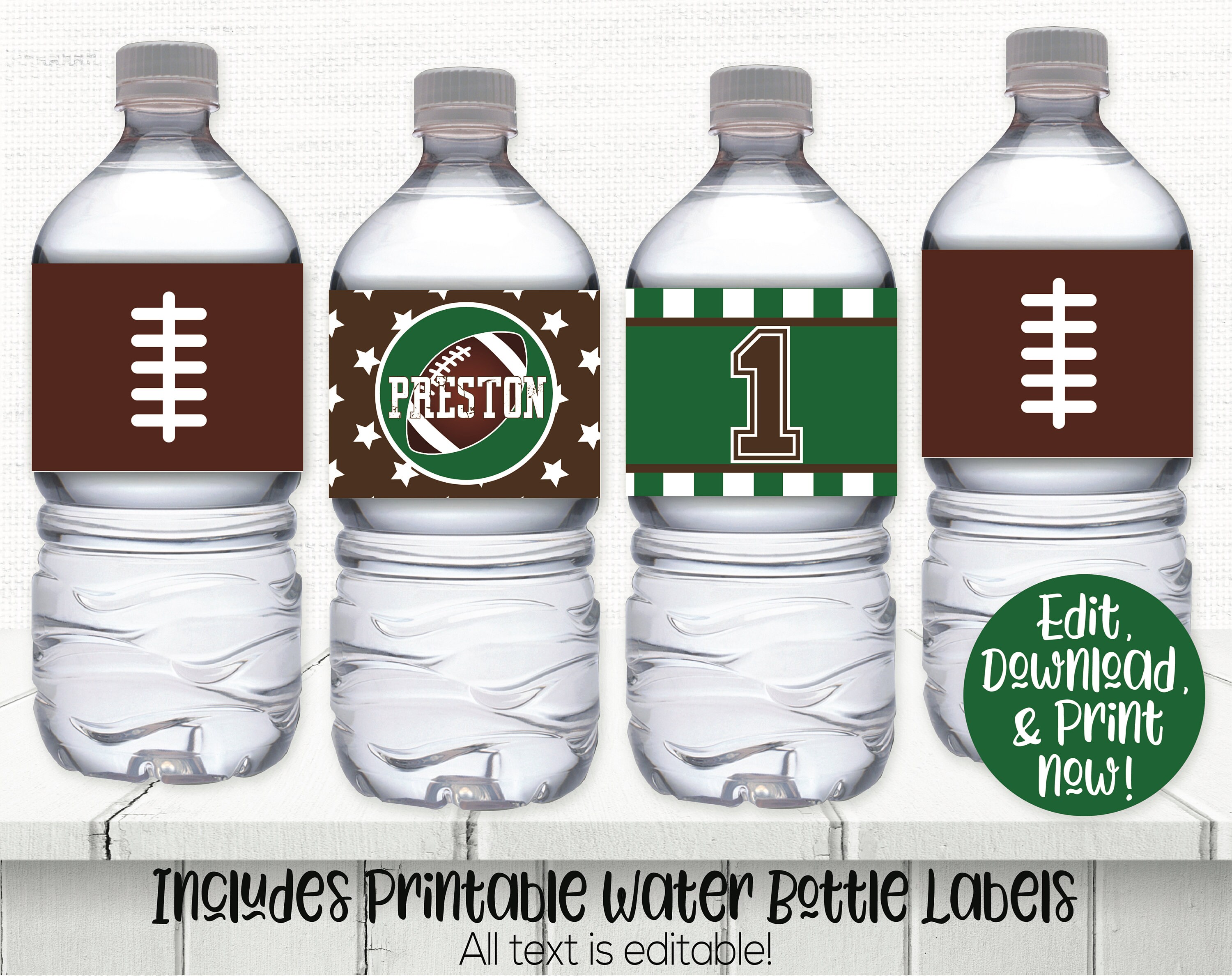 Football Water Labels Football Drink Label Football Birthday | Etsy