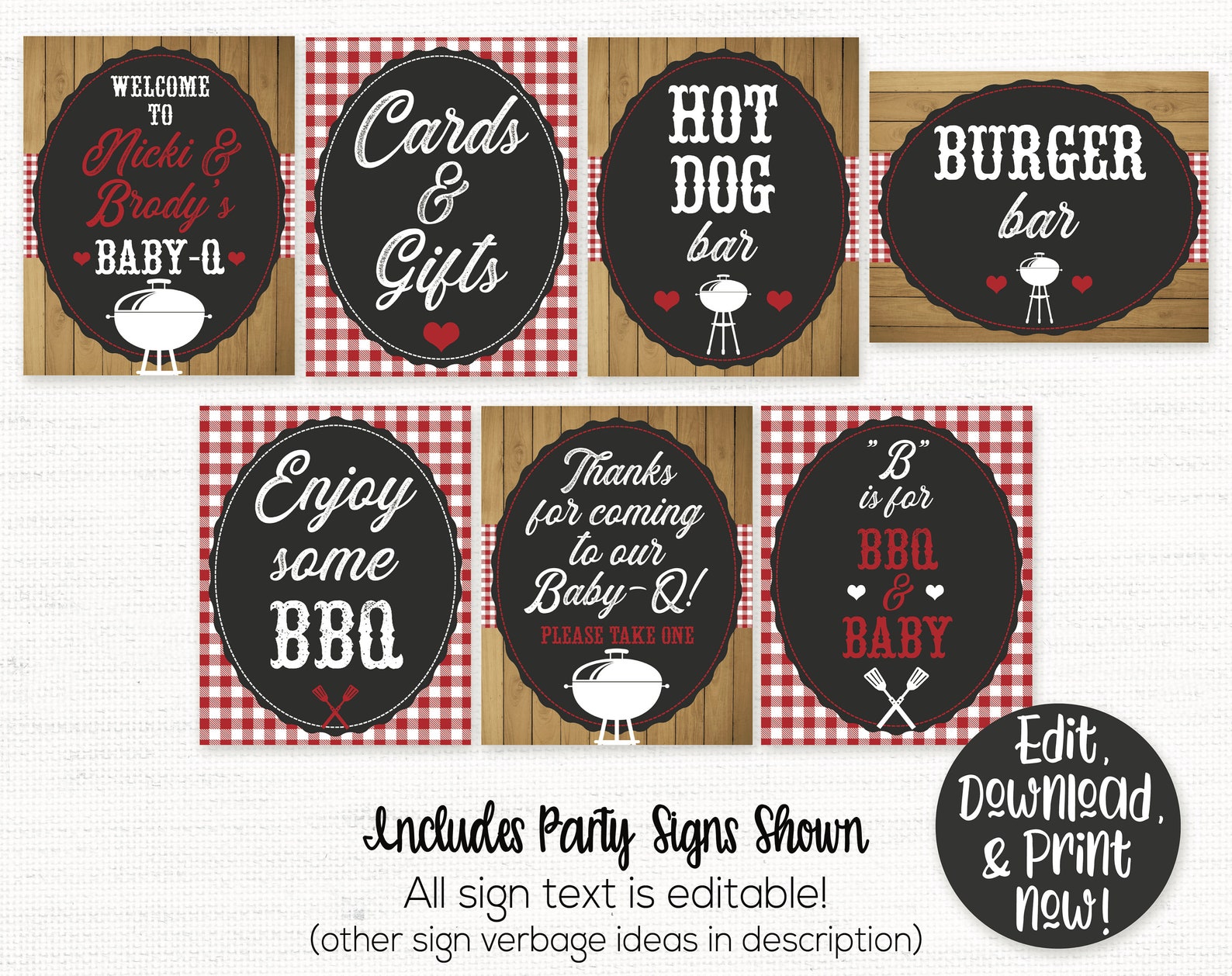 Baby Q Baby Shower Signs Baby Q Party Signs Baby Q Welcome | Etsy