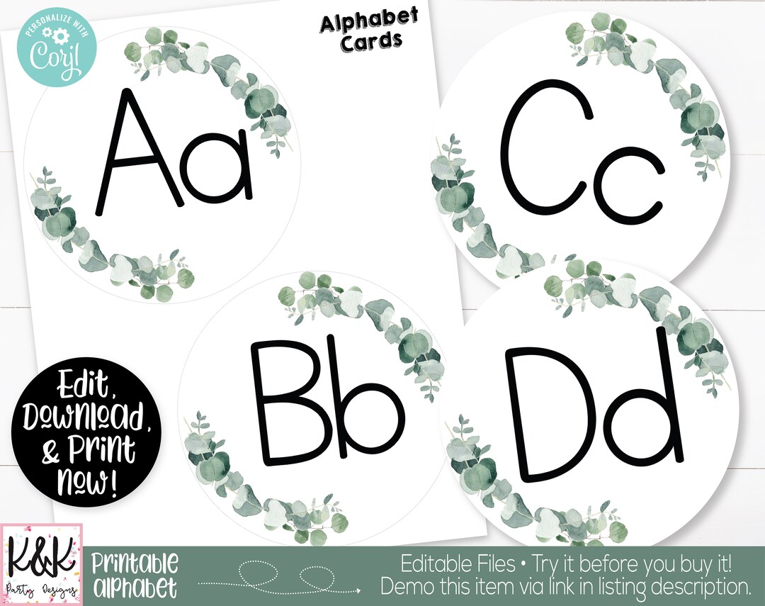 Botanical Theme Classroom Alphabet Banner Printable, Teacher Supply ...