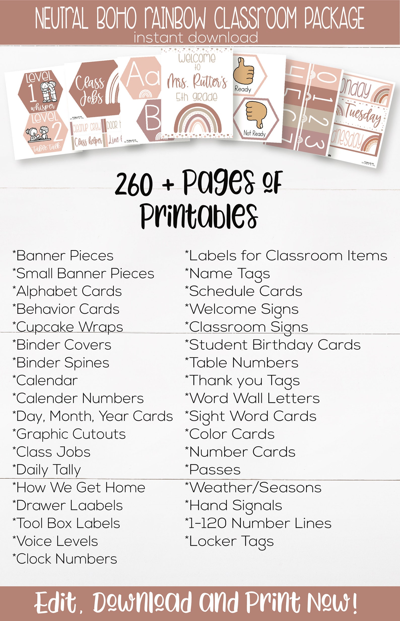 Neutral Boho Rainbow Classroom Theme Supplies and Decorations - Etsy