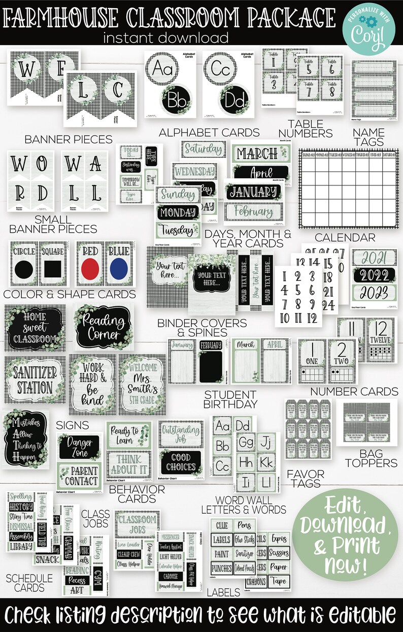 Farmhouse Classroom Theme Supplies and Decorations, Teacher Supply ...