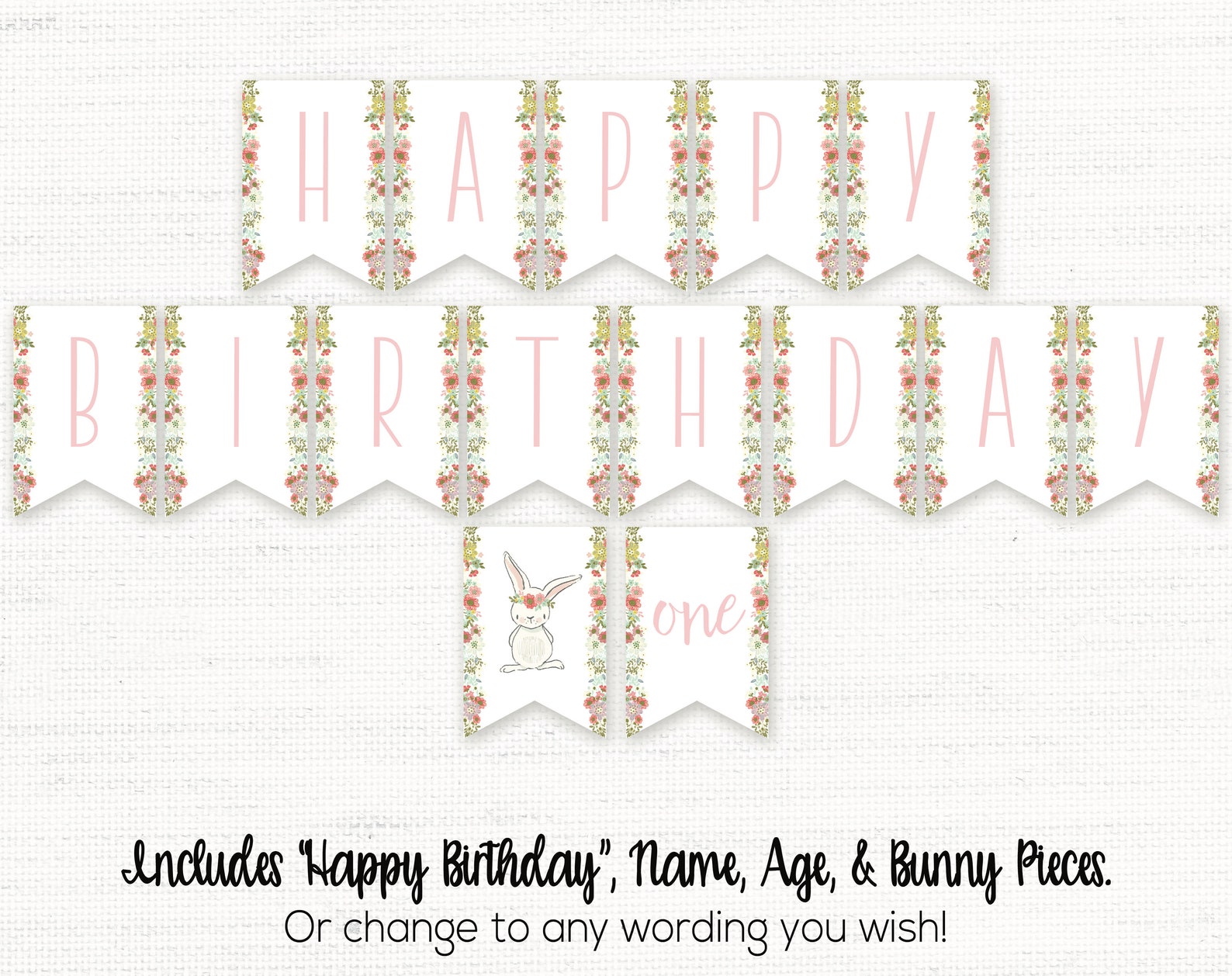 Bunny Birthday Banner Bunny Birthday Party Decor Some Bunny | Etsy